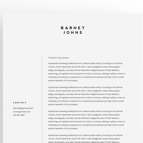 Minimalist Cover Letter Template Editable Design Etsy