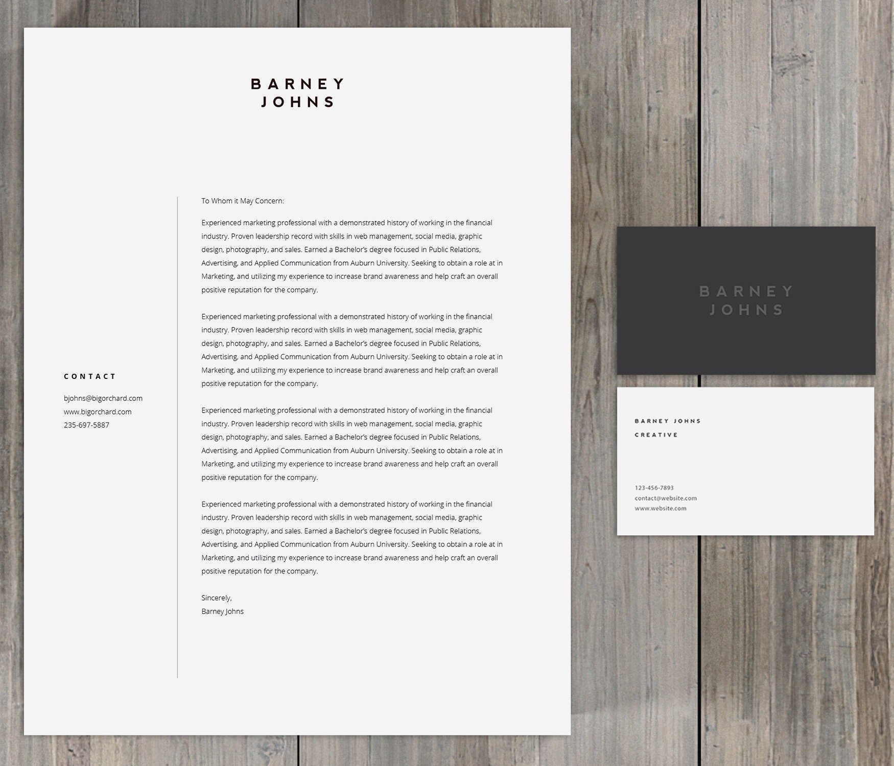 Minimalist Cover Letter Template, Editable Design, Instant Download, MS ...
