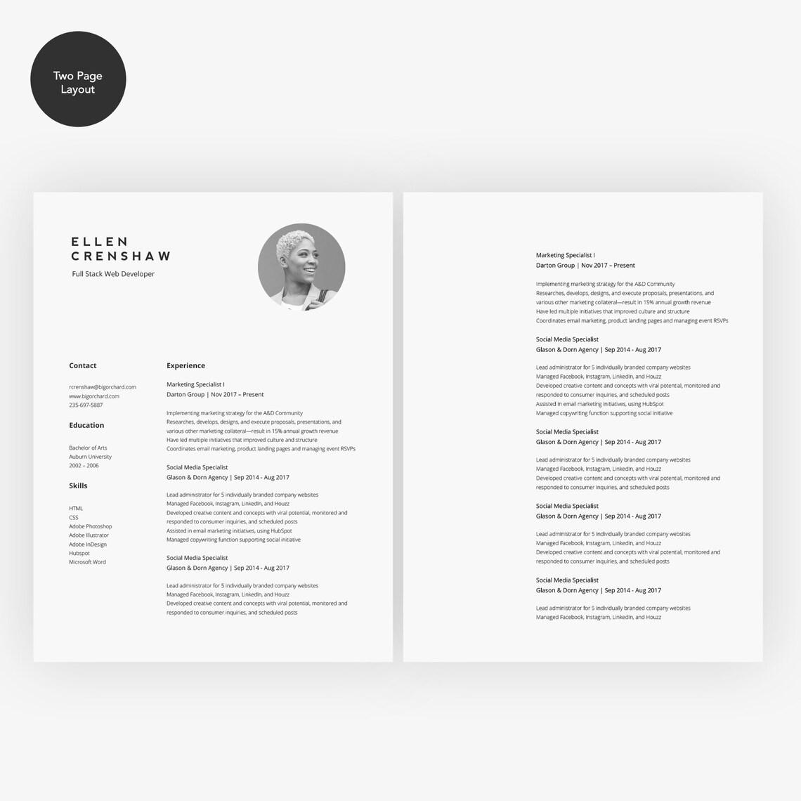 Minimalist Resume Template Microsoft Word Etsy