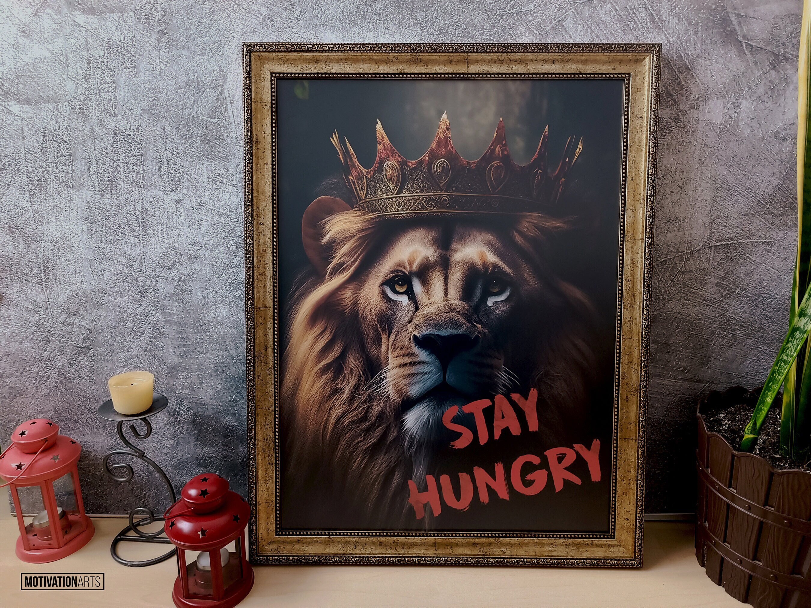 Stay Hungry Lion Motivation