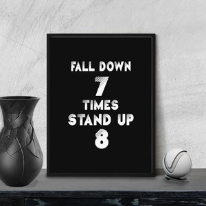 Fall Down 7 Entrepreneur Framed Poster, Motivational Quote Poster Print ...