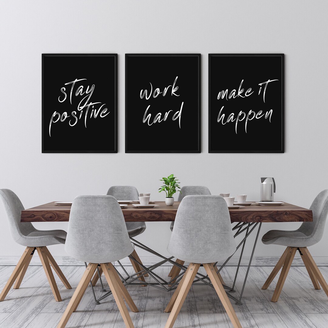 Motivational Wall Art Poster Print Set, Stay Positive Work Hard Office ...