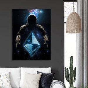 Ethereum Crypto Wall Art, ETH Canvas Print, Bitcoin Gift, Trader ...