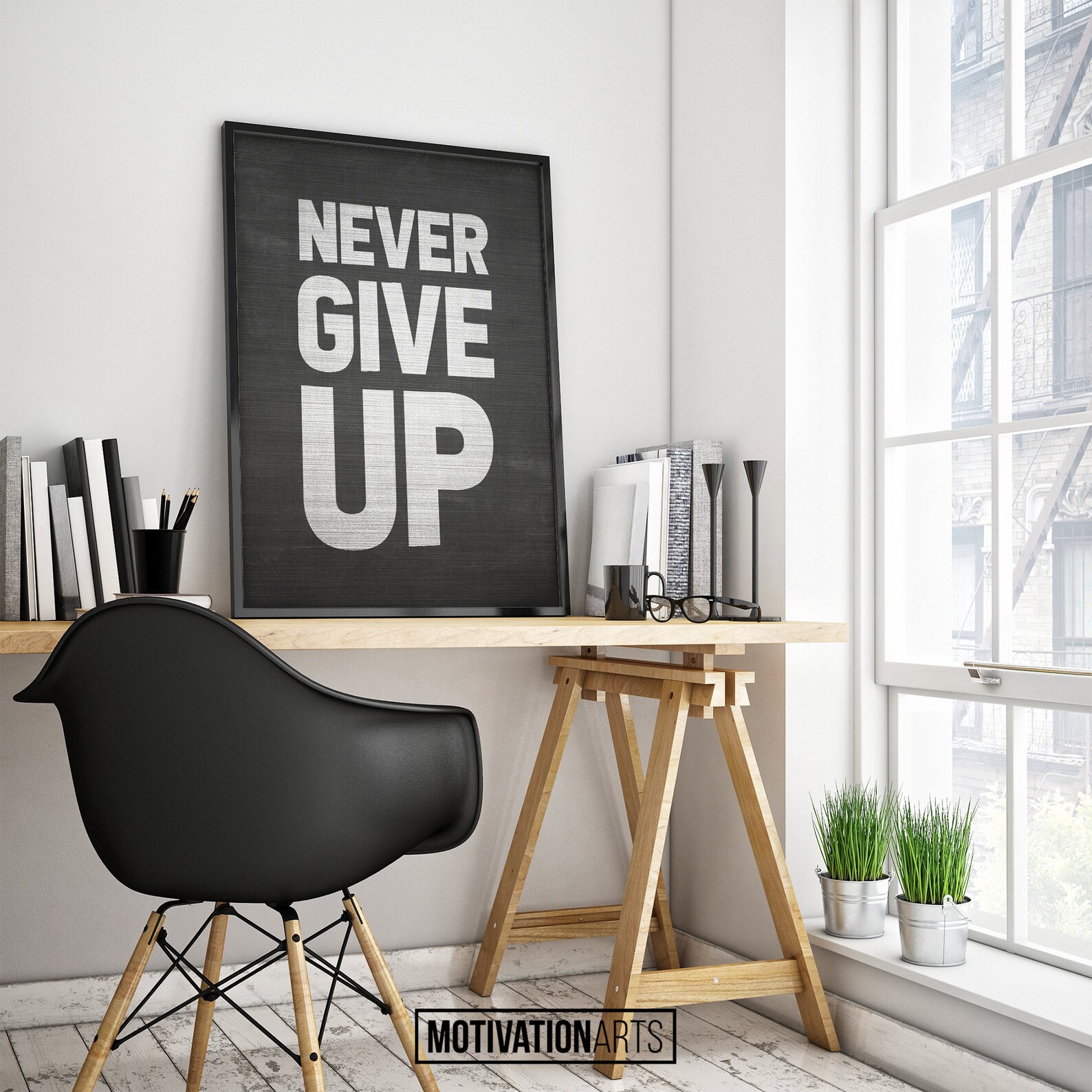 Never Give up Office Wall Art Home Office Decor | Etsy