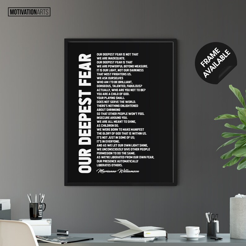 Our Deepest Fear Print Motivational Quote Poster - Etsy