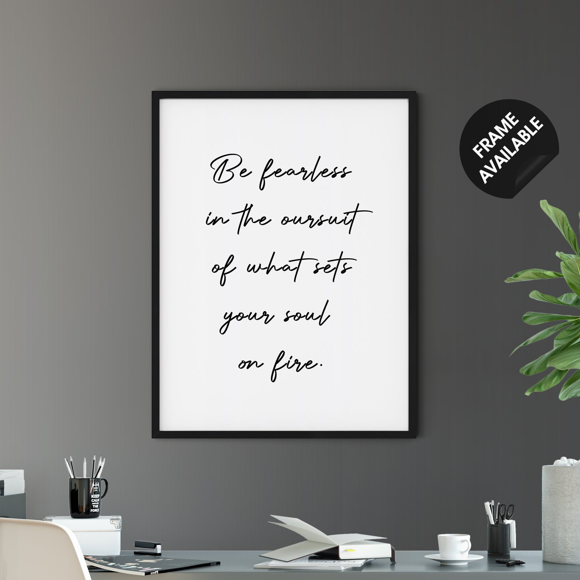 Be Fearless Office Sign Gift Entrepreneur Framed Poster | Etsy