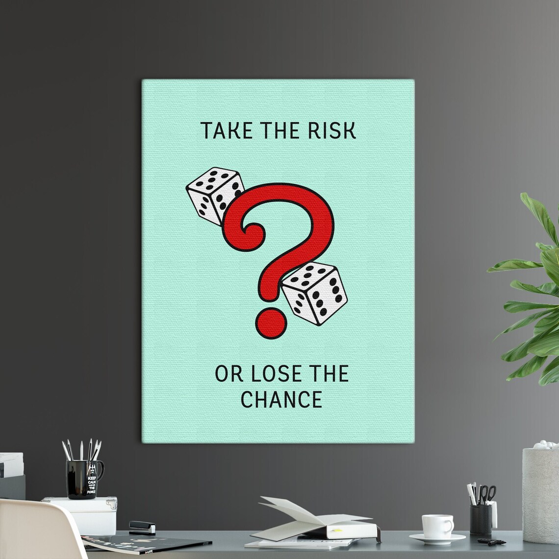 Take The Risk or Lose The Chance Inspirational Quote Canvas | Etsy