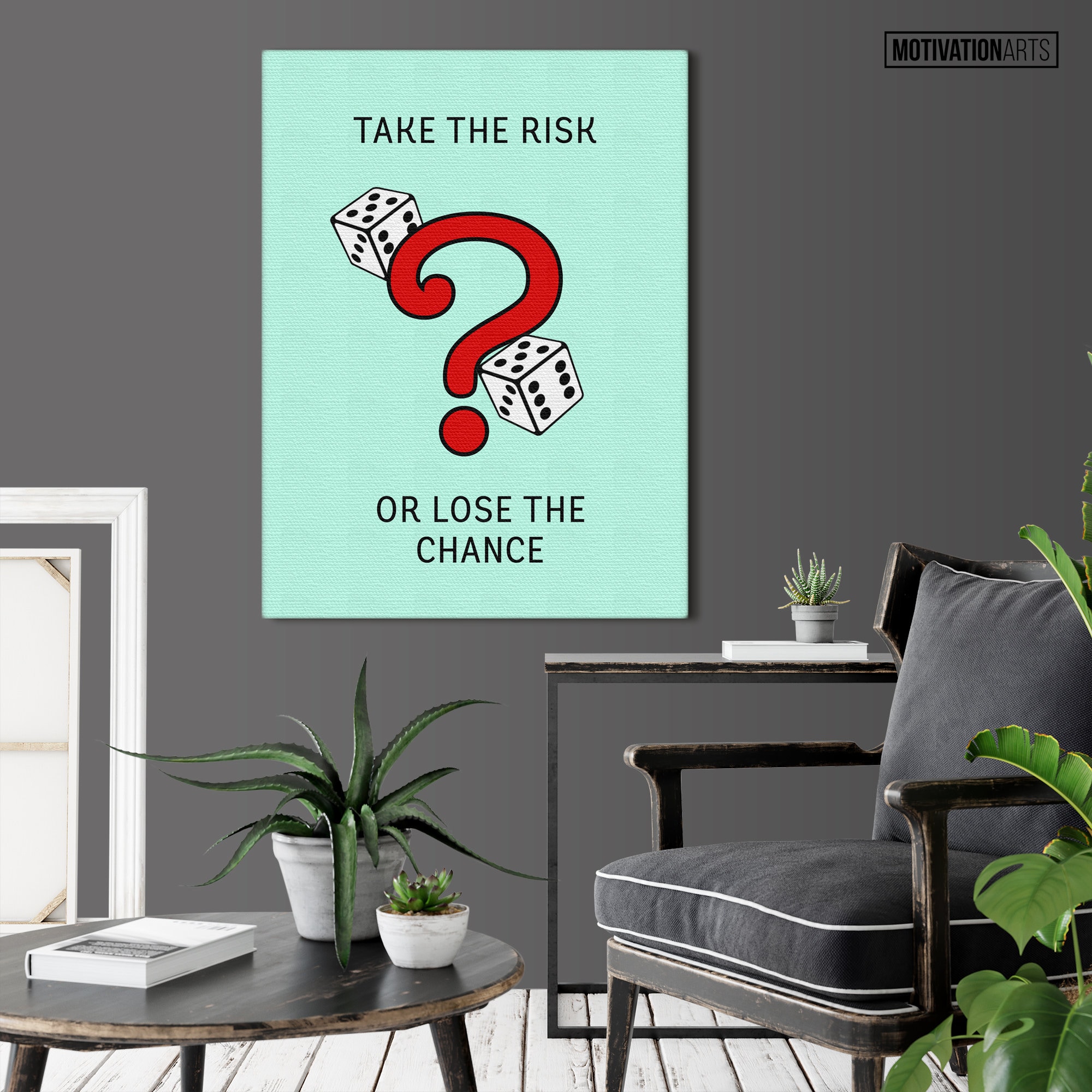 Take The Risk or Lose The Chance Inspirational Quote Canvas | Etsy