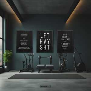 3 Piece Motivational Quote Wall Art Canvas Set for Home Gym Decor and ...