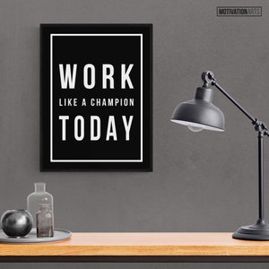 Work Like a Champion, Home Gym Wall Decor, Fitness Sign Gift ...