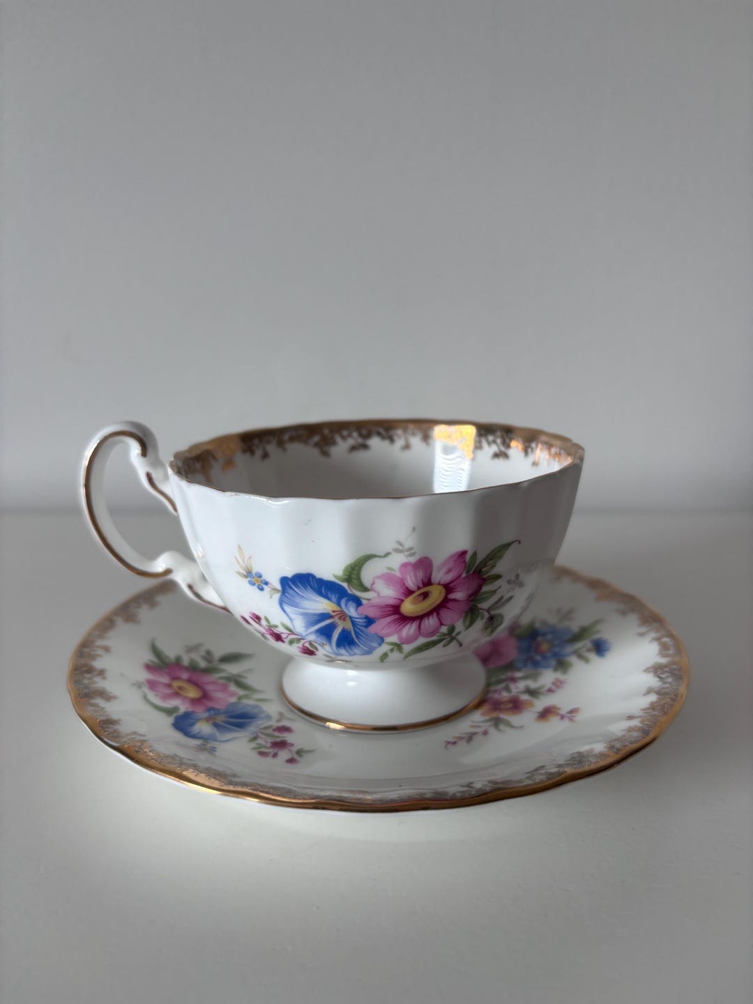 Gorgeous Vintage Ansley Tea Cup and Saucer. Beautiful Floral Pattern ...