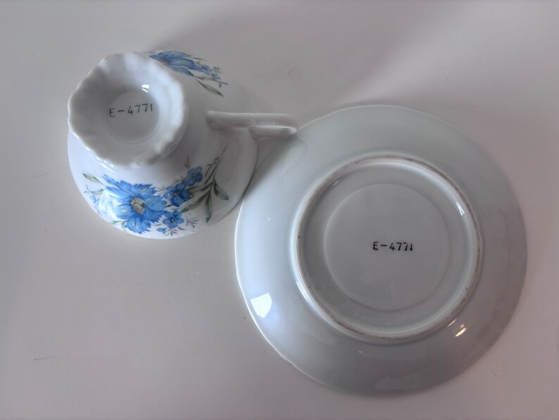 Inarco Vintage 1960s Japan Teacup and Saucer Blue Floral Wildflowers E ...