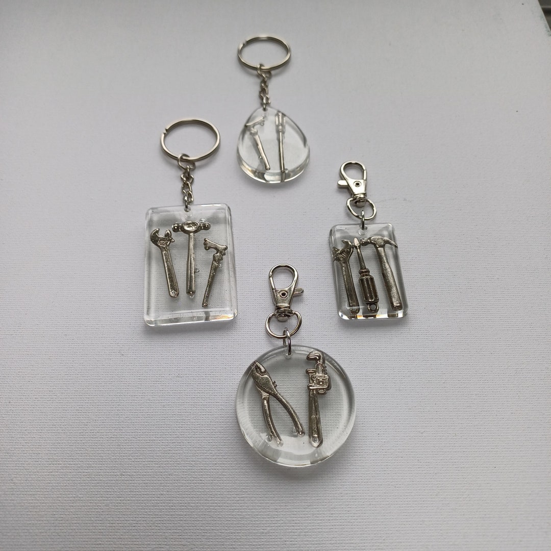 Handmade Resin Keyrings With Metal Tools, Gift - Etsy