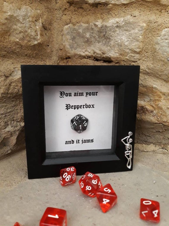 Dnd Frame With D1 Dice and Hanging Skeleton for Fans of - Etsy
