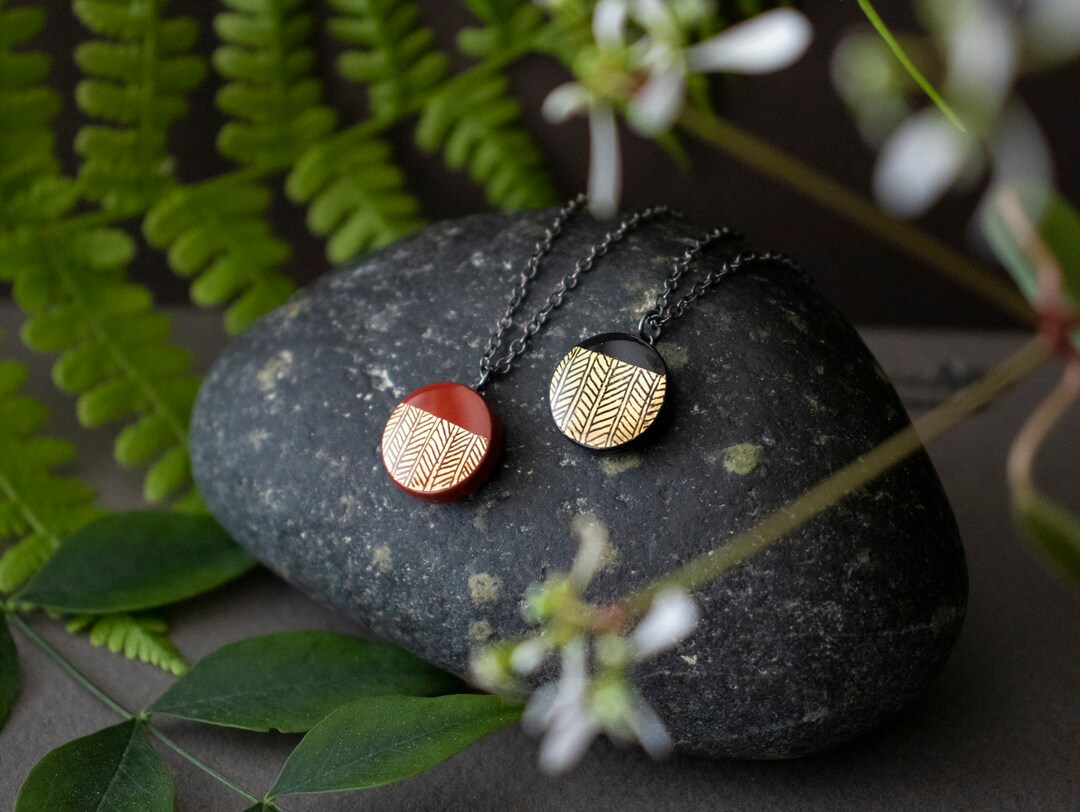 Faux-urushi Painted on Maple Wood With Genuine Gold Leaf Detail ...