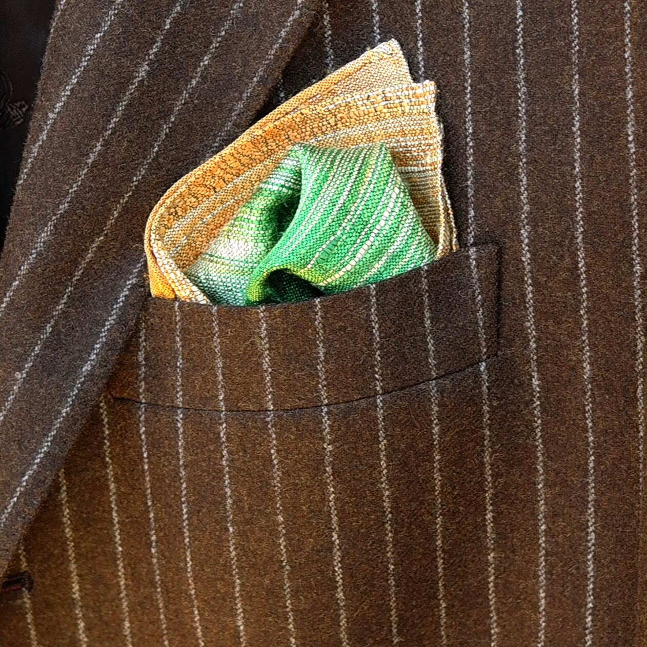 Luxury Handmade Pocket Square / Handkerchief (einstecktuch) in Gold and ...