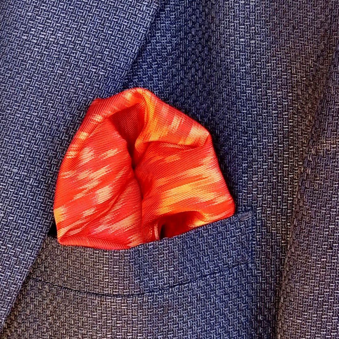 Handmade Pocket Square / Handkerchief (einstecktuch) in Red and Yellow ...