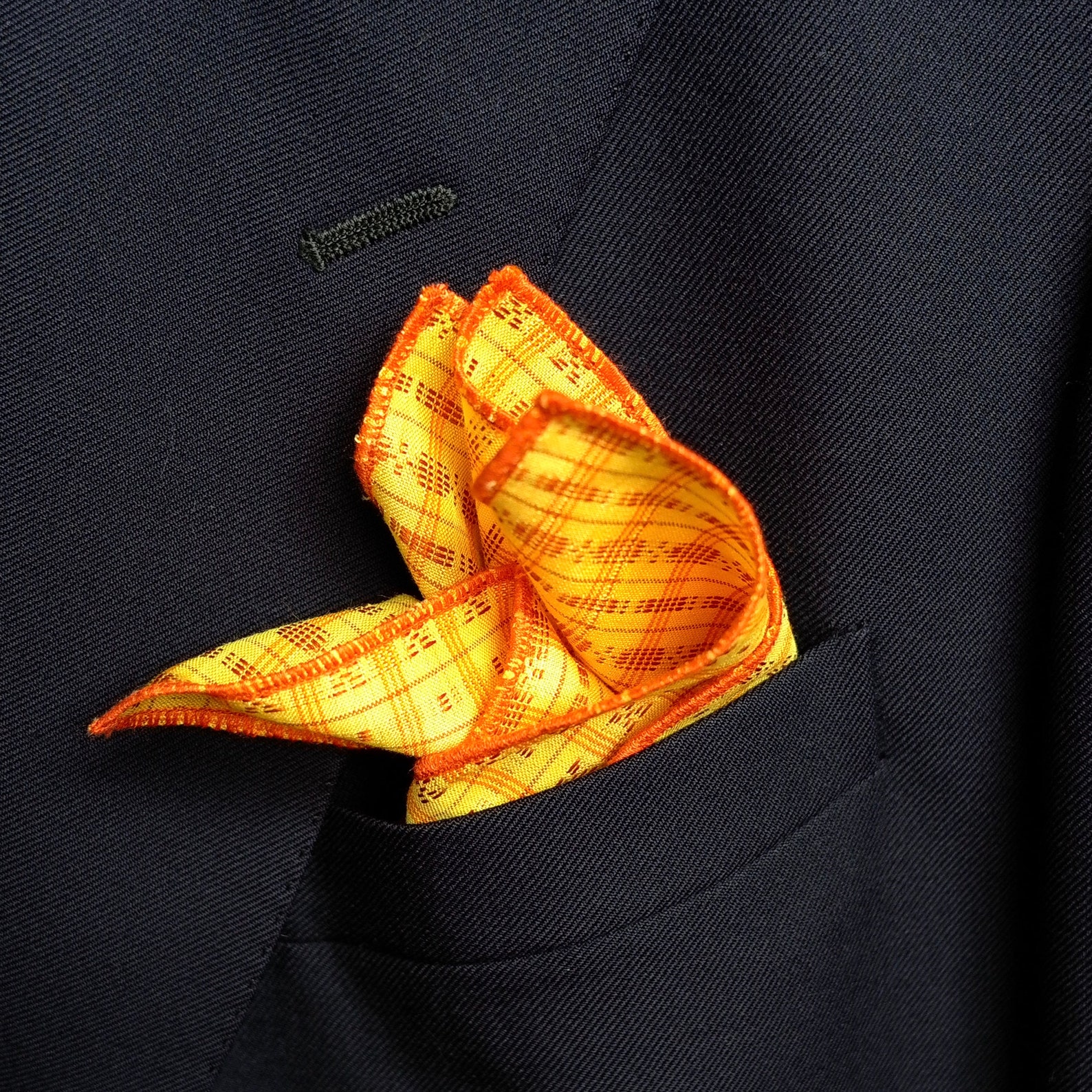 Handmade Pocket Square / Handkerchief (einstecktuch) in Yellow, Cotton ...