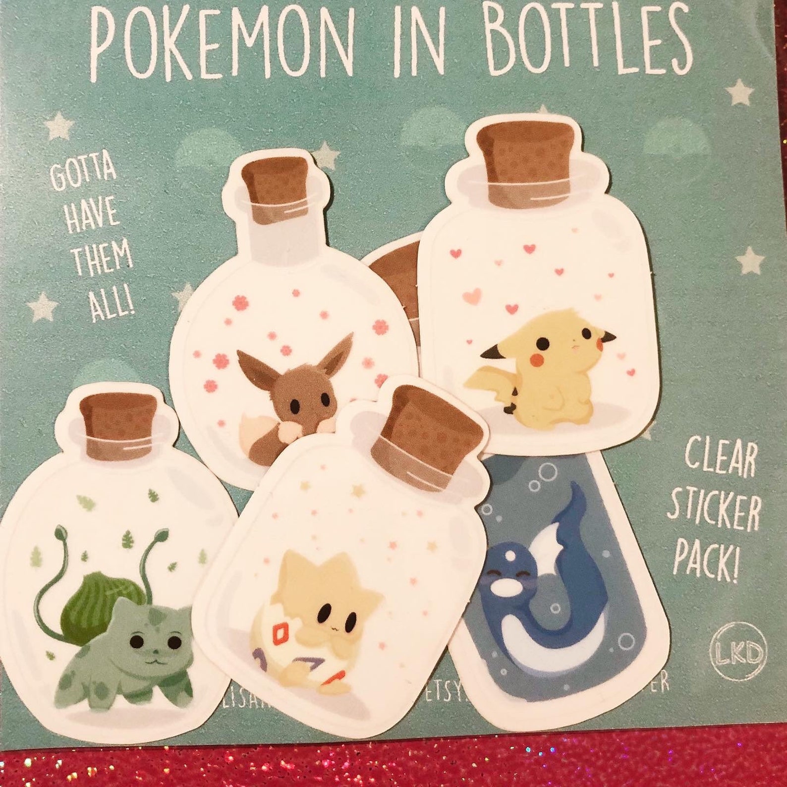 Pokémon 5 Pack of Transparent Stickers Pokémon in Bottles - Etsy UK