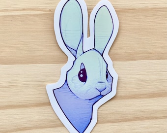 Blue Bunny Sticker Cute Printed Vinyl Rabbit Sticker, Waterproof ...