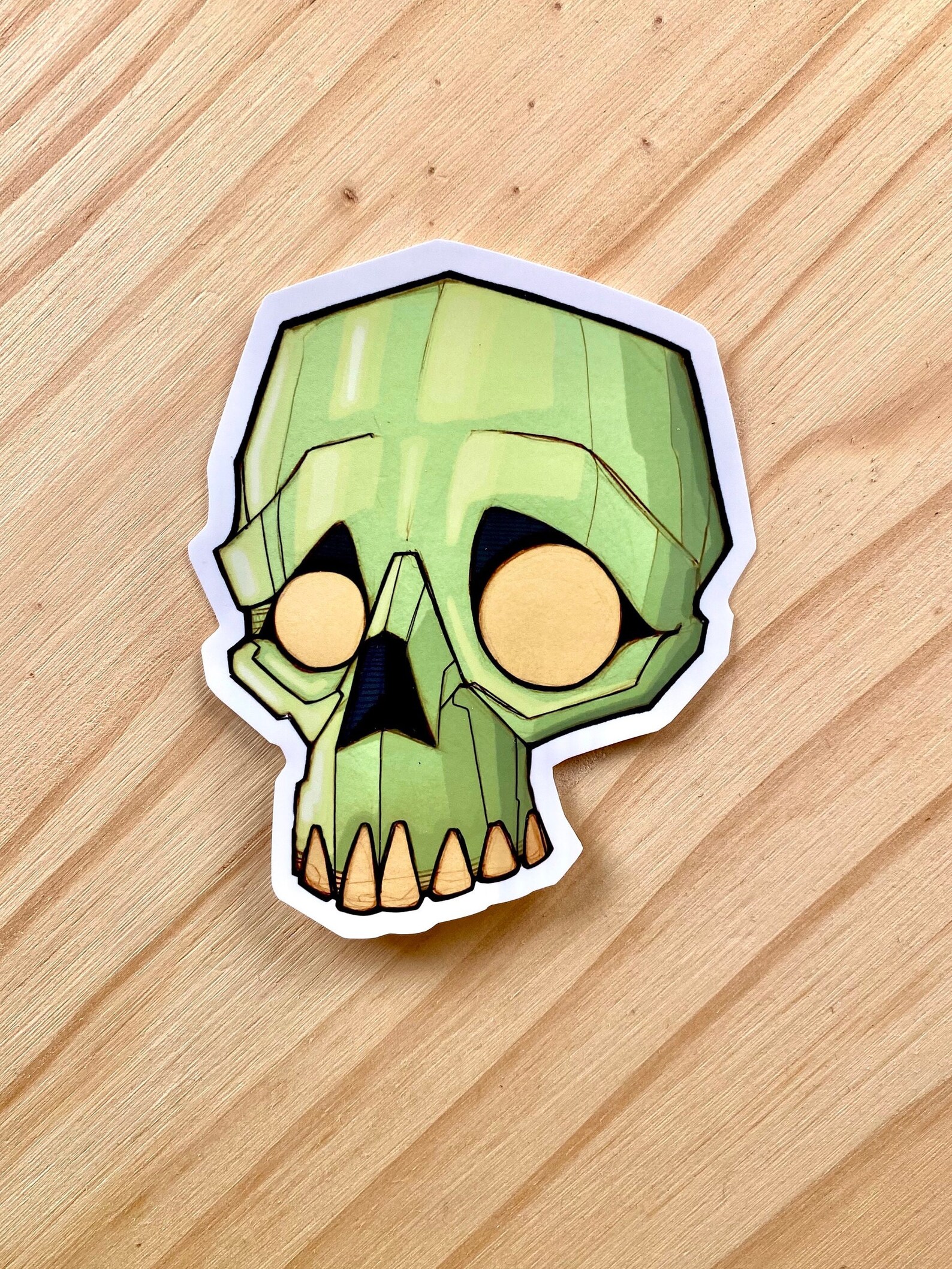 Green Skull Sticker - Etsy
