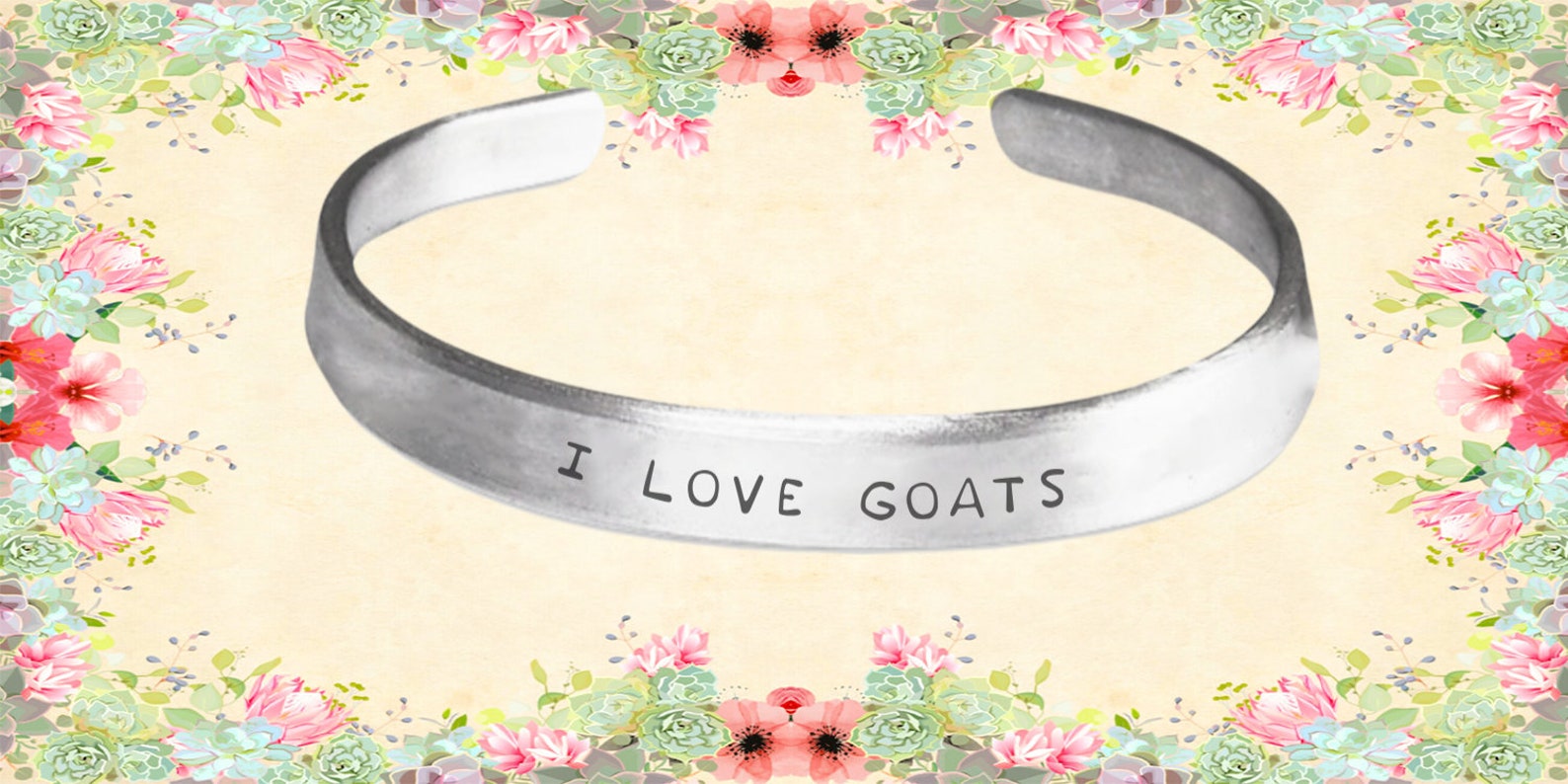 Goats Bracelet I Love Goats Hand Stamped Bracelet Goat - Etsy
