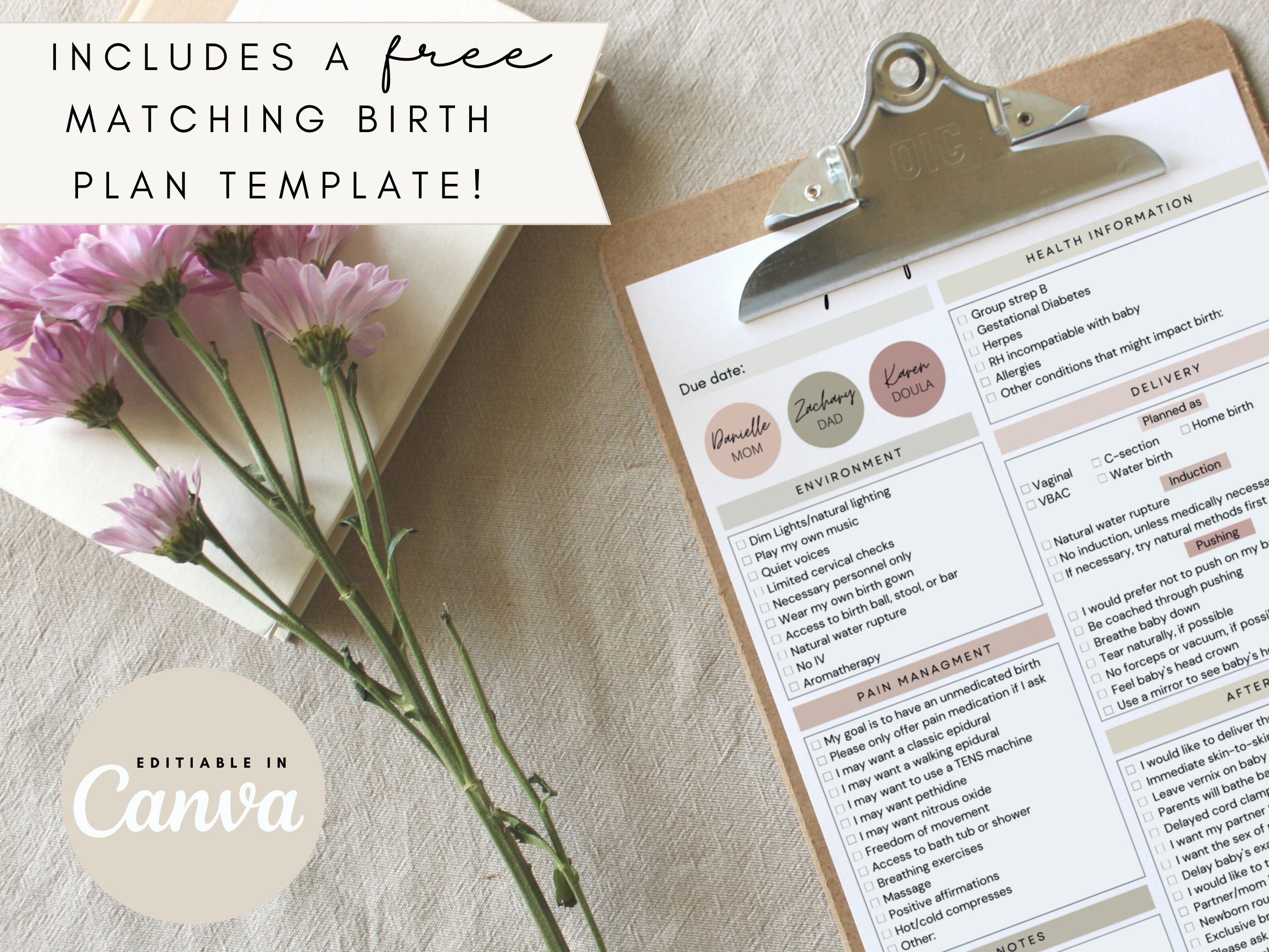 Editable Birth Doula Welcome Folder Template (canva) - Etsy