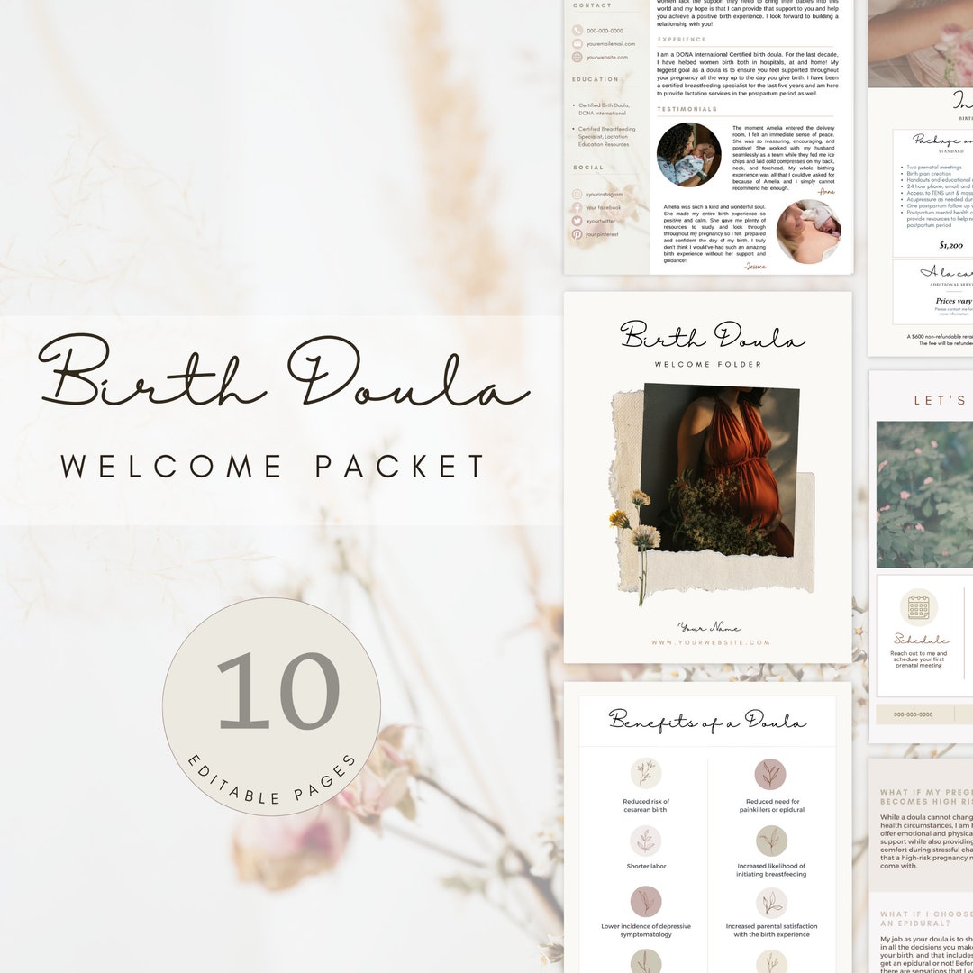 Editable Birth Doula Welcome Folder Template (canva) - Etsy