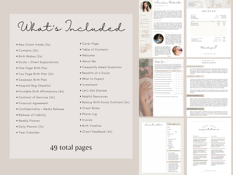 Birth Doula Paperwork and Welcome Packet Bundle (editable in Canva) - Etsy