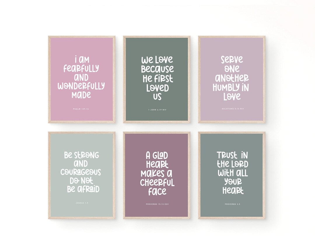Kids Bible Verse Posters for Nursery, Scripture Wall Art, Church Sunday ...