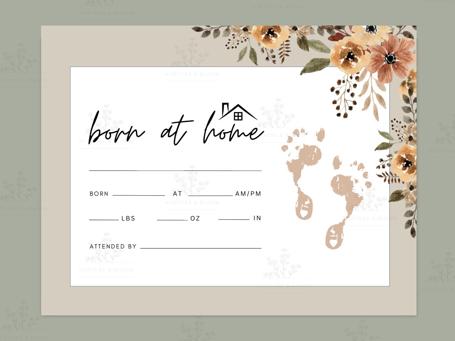 Home Birth Certificate, Born at Home, Midwife Client Handout, Baby ...
