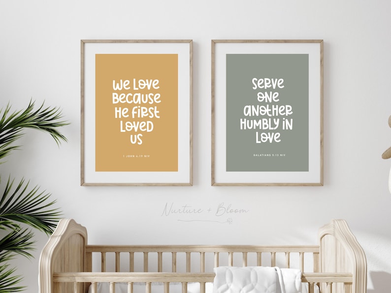 Kids Bible Verse Posters for Nursery, Scripture Wall Art, Church Sunday ...