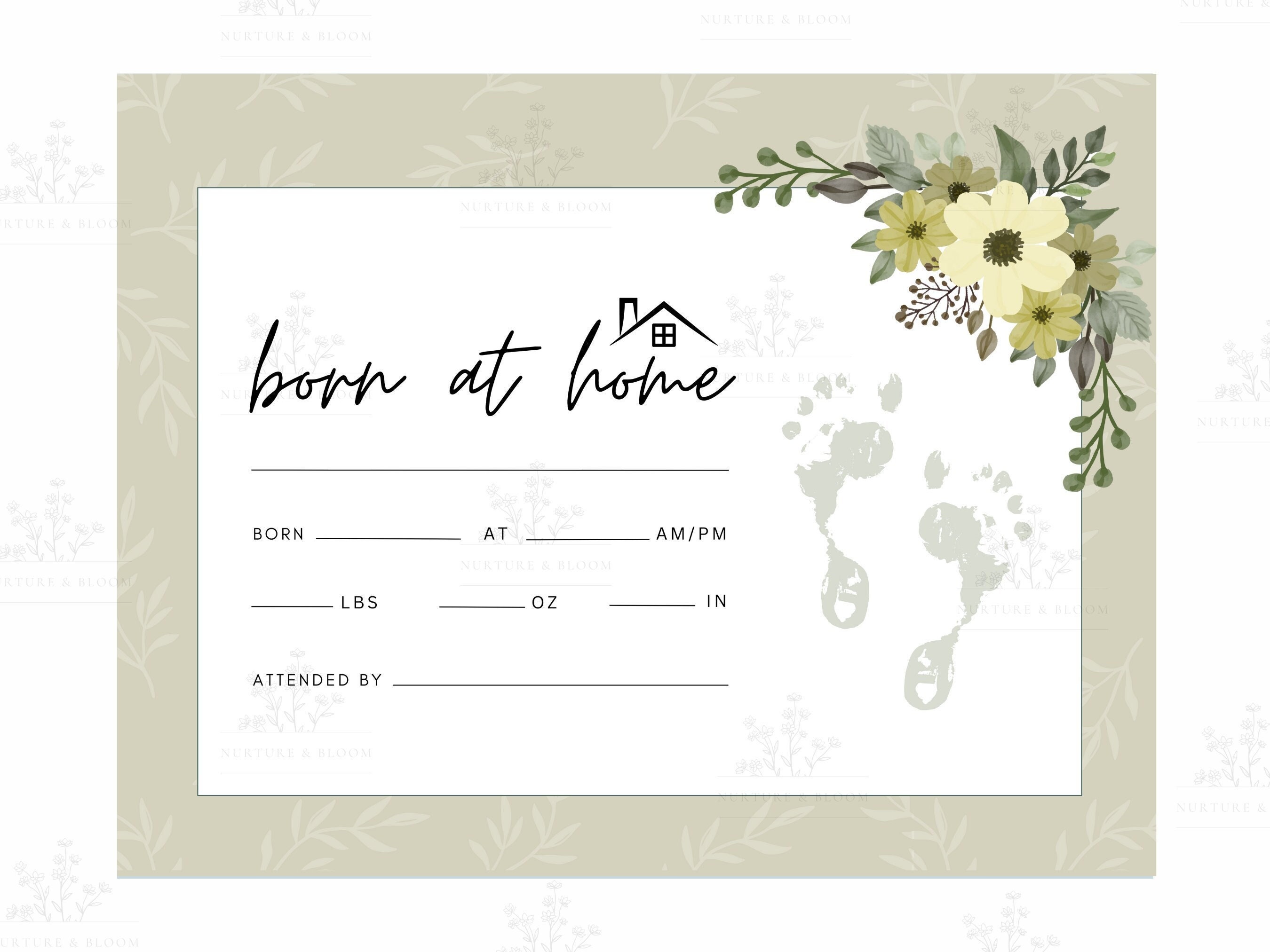 Home Birth Certificate, Born at Home, Midwife Client Handout, Baby ...