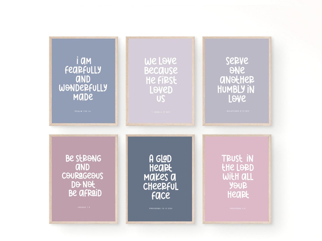 Kids Bible Verse Posters for Nursery, Scripture Wall Art, Church Sunday ...