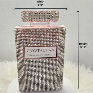 Blinged Rhinestone Handheld Fan White With Silver Stones, Rechargeable ...