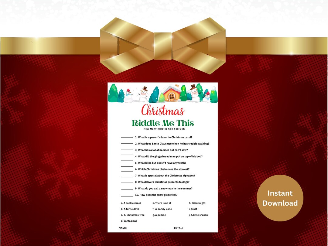 Christmas Games, Holiday Games, Printables, Riddle Me This Game, Fun ...