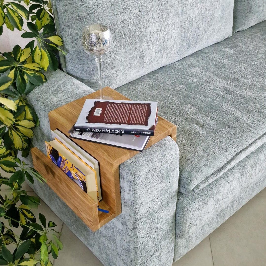 Sofa Arm Tray Table, Handmade Wooden Couch Armrest Organizer ...