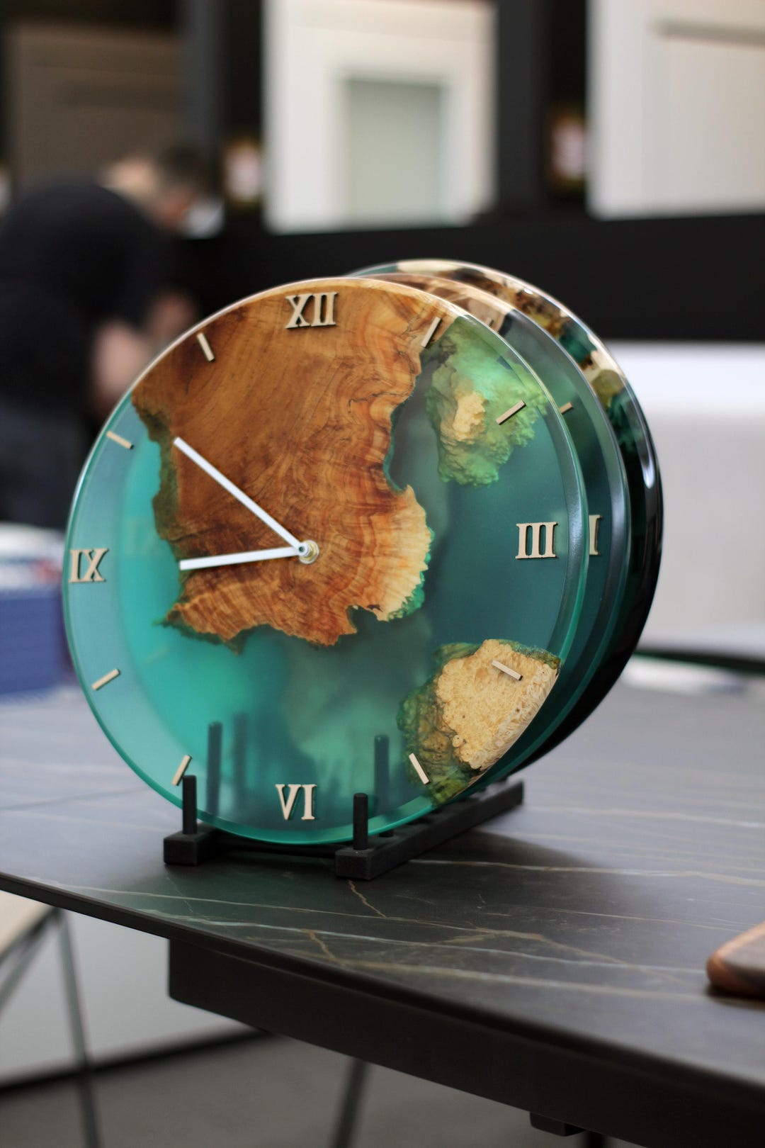 Epoxy Resin Ocean Clock, Modern Coastal Style Clock, Wooden Wall Clock ...