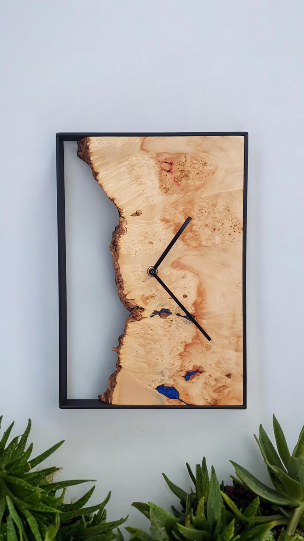 Natural Wooden Wall Clock Handmade Rectangular Design for Minimalist ...