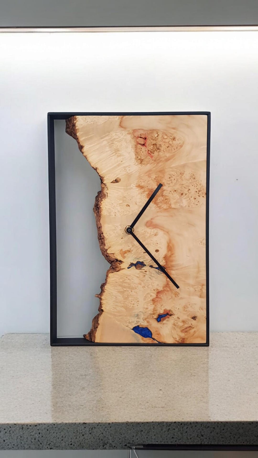 Natural Wooden Wall Clock – Handmade Rectangular Design for Minimalist ...