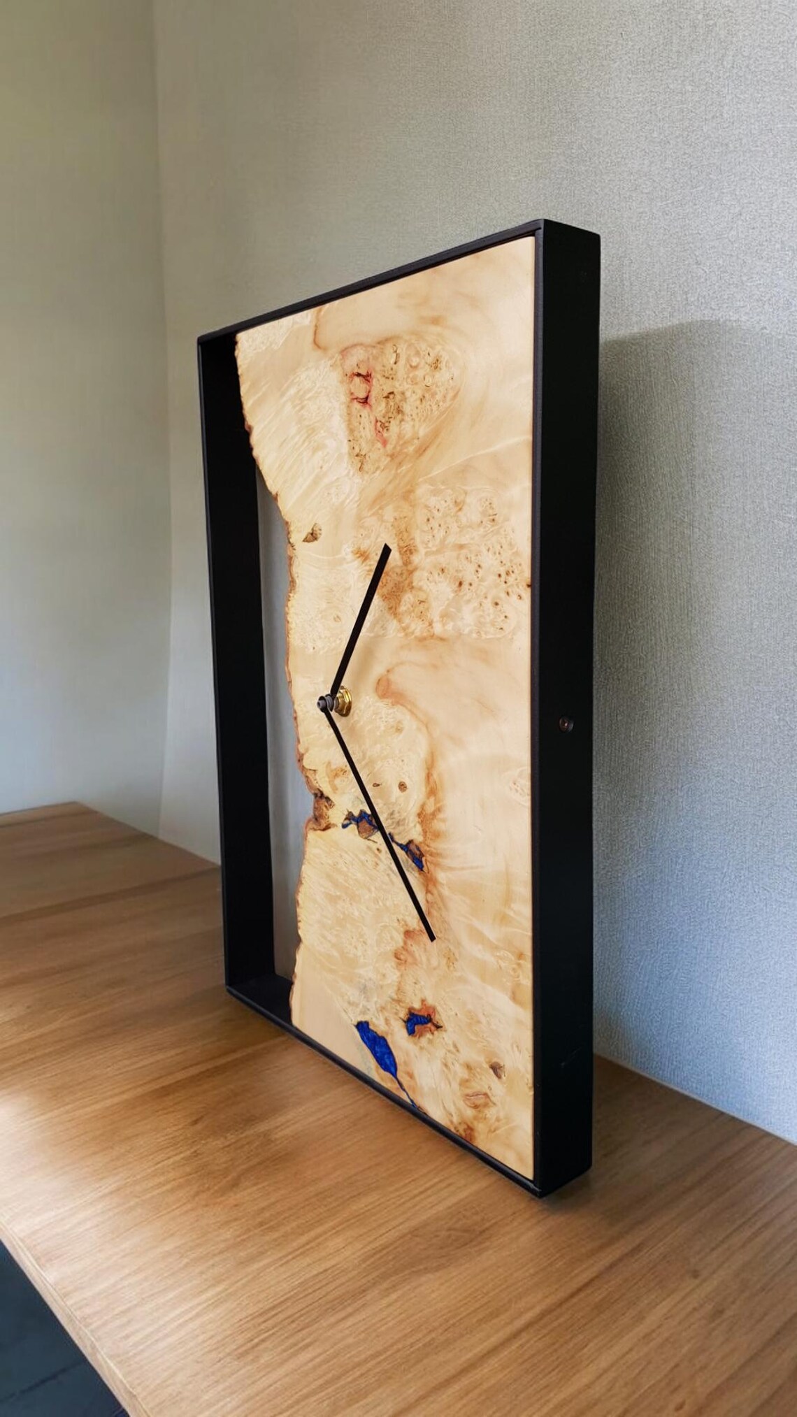 Natural Wooden Wall Clock – Handmade Rectangular Design for Minimalist ...