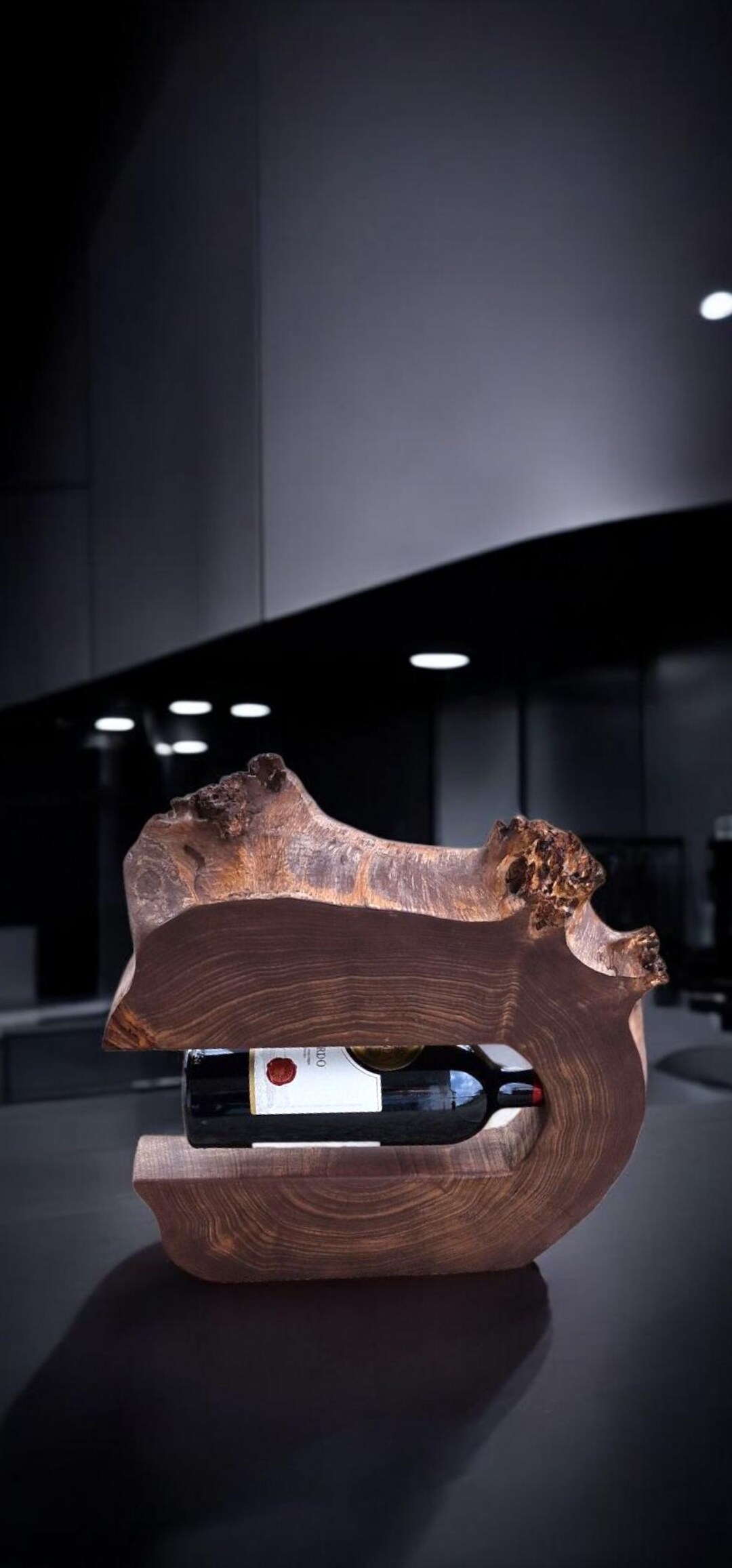 Live Edge Solid Wood Wine Rack for One Bottle, Unique Handcrafted Gift ...