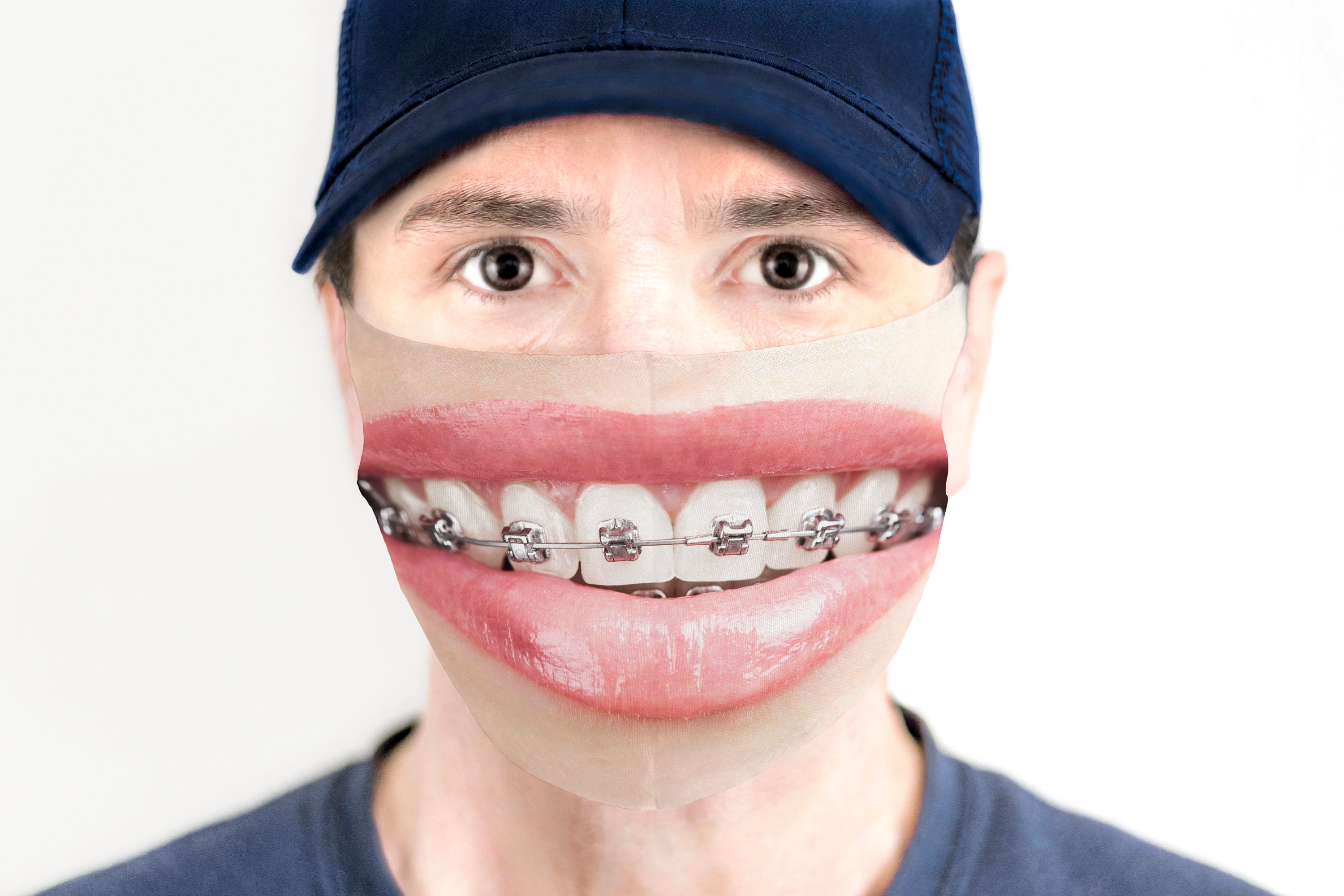 Funny Braces Face Mask, Funny Meme Face Mask, Woman Teeth Face Mask ...