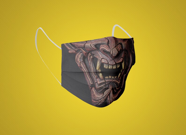 Japanese Samurai Face Mask Demon Face Mask Washable Face - Etsy