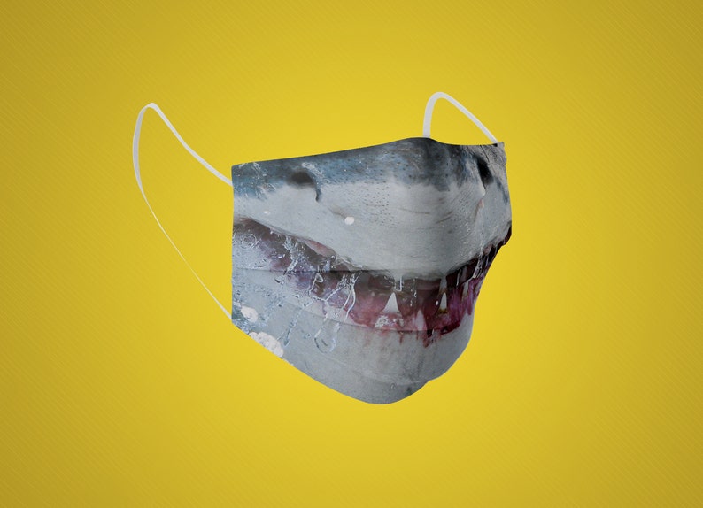 Scary Shark Face Mask, Funny Fish Face Mask, Washable Face Mask, Funny ...