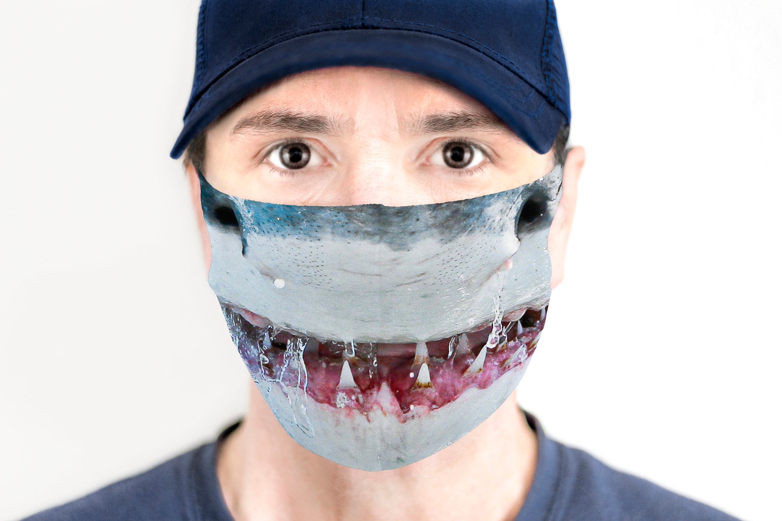 Scary Shark Face Mask, Funny Fish Face Mask, Washable Face Mask, Funny ...