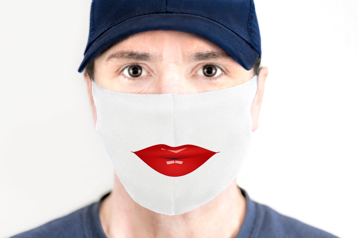 Lips Face Mask, Funny Cute Lips Face Mask, Washable Face Mask, Funny ...