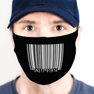 Barcode Face Mask, Funny Bar Code Face Mask, Washable Face Mask, Funny ...
