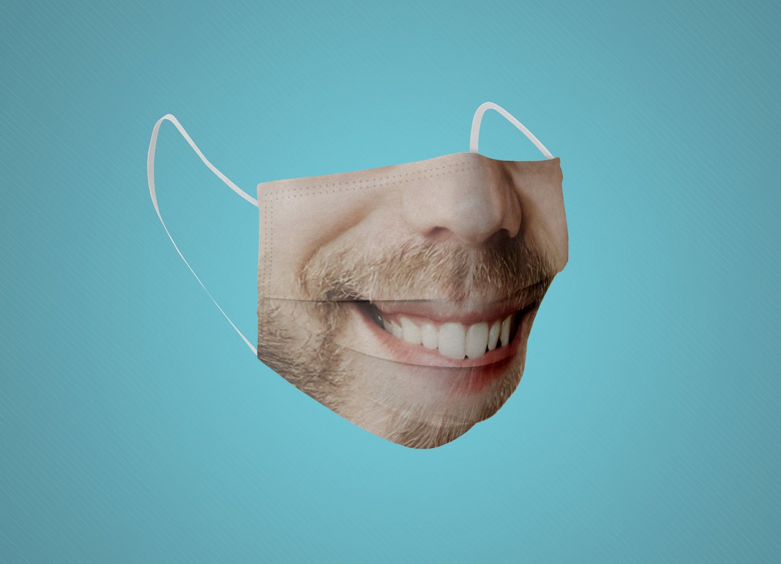 Funny Face Mask for Men and Women, Beard Face Mask, Washable Face Mask ...