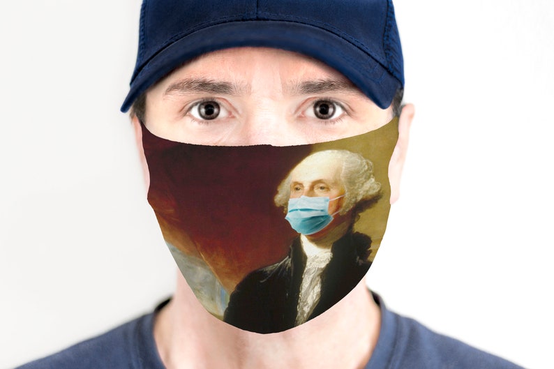 George Washington in Face Mask, US President, Meme Face Mask, Funny ...
